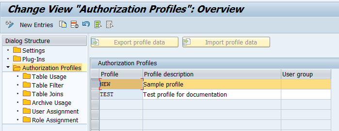 Creating and Maintaining Authorization Profiles